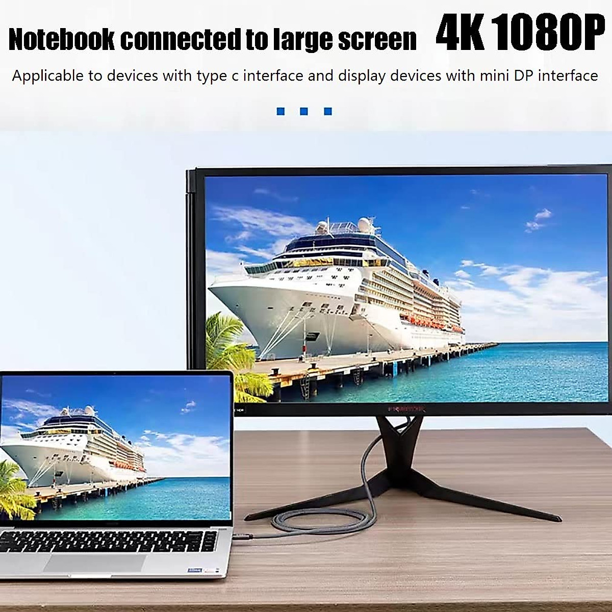 Onep USB C to Mini DisplayPort, Onepeace Thunderbolt 3 Cable to USB C 6.6FT, Compatible for MacBook ProAir 2020-2016, Surface Book2, Galaxy S2191020 (NOT Thunderbolt 2)