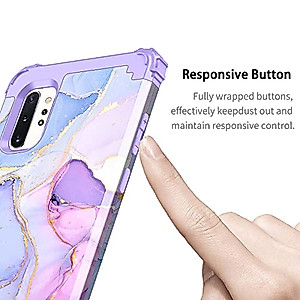 Hekodonk Galaxy Note 10 Plus Case - Heavy Duty Shockproof Protection, Hard Plastic & Silicone Rubber Hybrid, Purple Marble
