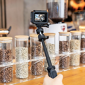 Extendable Camera Mini Tripod, 3 Sections 360°Pan and 90°Tilt Selfie Stick Tripod for Canon G7X Mark III Sony ZV-1 RX100 VII Action Camera Gopro Hero 9/8/7/6 Black DJI Osmo Action