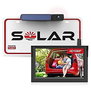 Solar Wireless Backup Camera for Car (1080P), 3 Mins DIY Installation, Foxpark Solar 3 Back Up Camera Systems Wireless 5 inch Car Monitor, IP69K 2 Channels Reverse Camera for Car, Truck, Van, RV