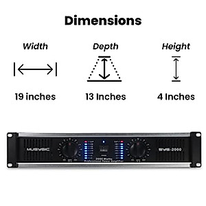 MUSYSIC 2 Channel Power Amplifier Distortion Free and Clear Sound - Professional 2U Chassis Rack Mount Amplifiers for DJs/Experts/Events w/ATR Technology/XLR and 1/4 Inch Inputs - 2000Watts