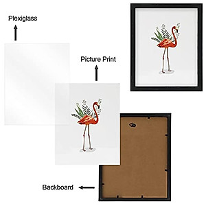 NAOKBOEE 13x17 Picture Frame in Black - Horizontal and Vertical Formats for Wall - Composite Wood with Shatter Resistant Plexiglass
