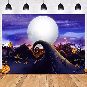 Yongqian Nightmare Halloween Themed Photography Backdrop Horror Pumpkin Trick or Treat Jack Theme Baby Shower Party Decor Photo Background Before Christmas Studio Props Home Banner 5x3ft Vinyl