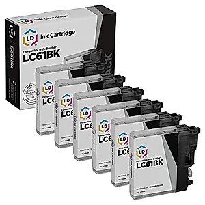 LD Compatible Ink Cartridge Replacement for Brother LC61BK (Black, 6-Pack)