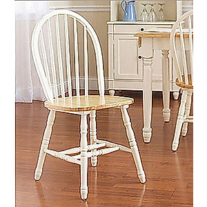White Dining Room Set with Bench. This Country Style Dining Table and Chairs Set for 6 Is Solid Oak Wood Quality Construction. A Traditional Dining Table Set Inspired By the Farmhouse Antique Furniture Look.