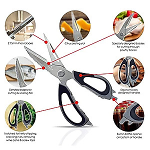 9" Premium Kitchen Shears with Detachable Blades by Better Kitchen Products, Stainless Steel, All Purpose Come Apart Utility Scissors, Heavy Duty Kitchen Scissors, Meat Scissors, Poultry Shears