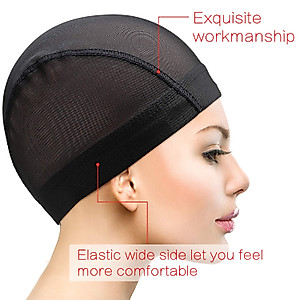 Tatuo 5 Pack Dome Caps Stretchable Spandex Wig Caps for Men Women(Clear Blank)