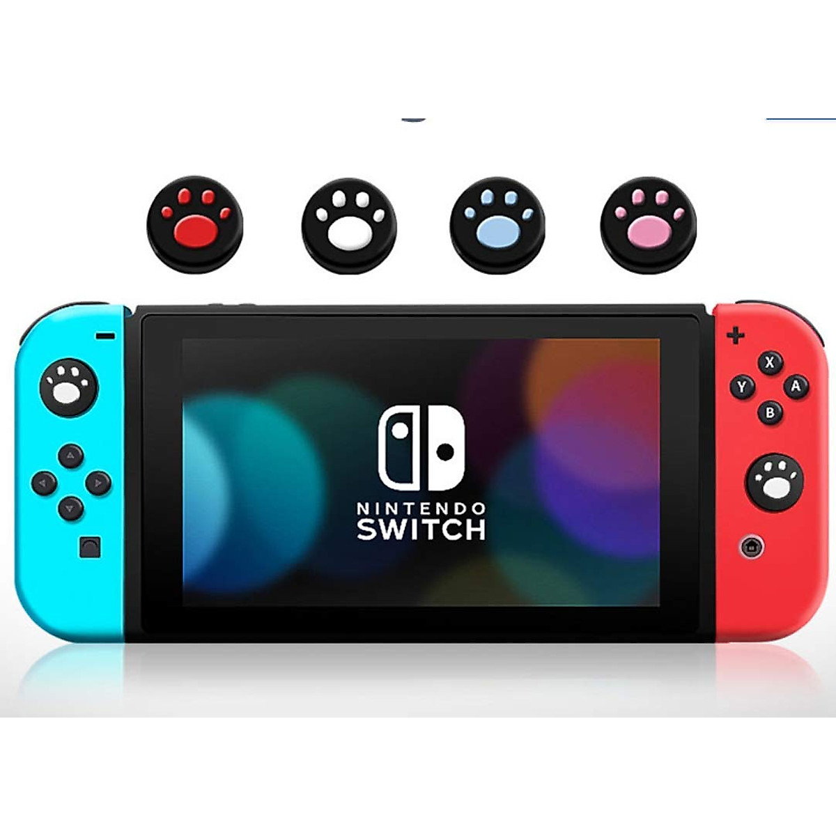 6 in 1 Thumb Grips Joystick Cap Cover Soft Silicone Protective Skin Case for Nintendo Switch Joy-Con Controller (Green-Pink)