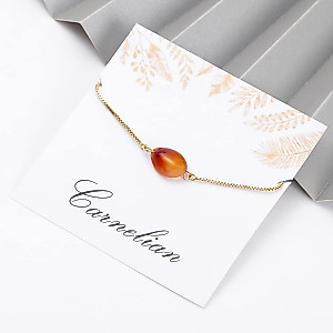MTJAHPS Carnelian Bracelet, 14K Gold-Covered Chain, Adjustable Bracelet for Women