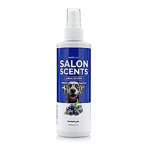 Bark2Basics Salon Scents Pet Grooming Cologne - 8 oz, Natural Professional Groomer Grade Perfume Deodorant for Dogs and Cats, Long Lasting, Deodorizing (Blueberry Pie)