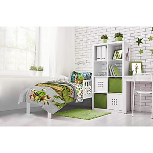 Jay Franco Gigantosaurus 4 Piece Toddler Bed Set – Bed Set Includes Toddler Size Comforter & Sheet Set - Bedding Features Dinosaur Rocky, Bill, Tiny, & Mazu (Official Gigantosaurus Product)