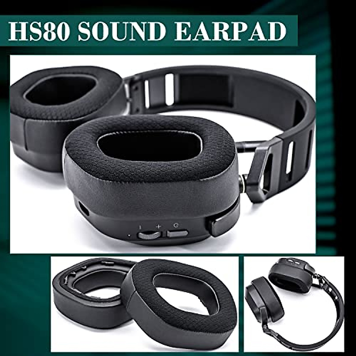 ZIXUANCUSHION HS80 Ear Pads Compatible with HS80 RGB Headset - HS80 Ear Cups/1.18 Inches Thick/Memory Foam Ear Cushions (Mesh/PU)