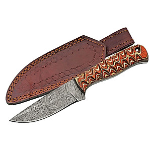 Szco Supplies 8" Orange Twisted Wood Exotic Hunting Knife with Sheath