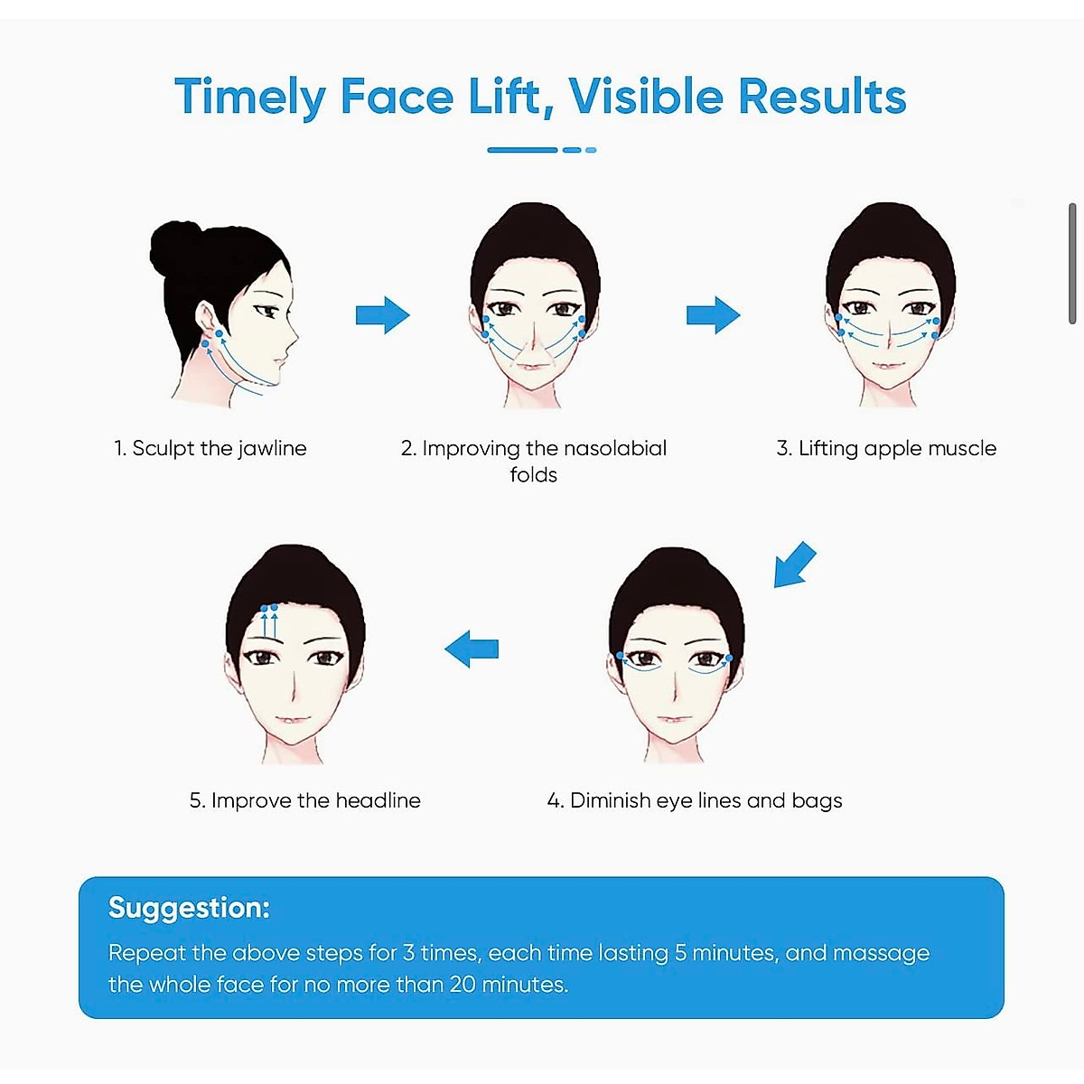 Microcurrent Facial Device-5 Minute face Lift- Microcurrent Facial Toning -Anti-Wrinkle Skin Care Tool for Rejuvenation- Age Spot and Fine Line Reducer face Contour Toner-Microcurrent Toning