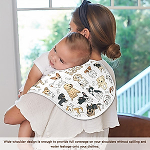 Kigai Cute Puppy Muslin Baby Burp Cloth, Super Soft Absorbent Cotton Burp Rag Baby Bibs Washcloth Face Towel for Newborn Boys Girls Registry Gift, 2 Packs