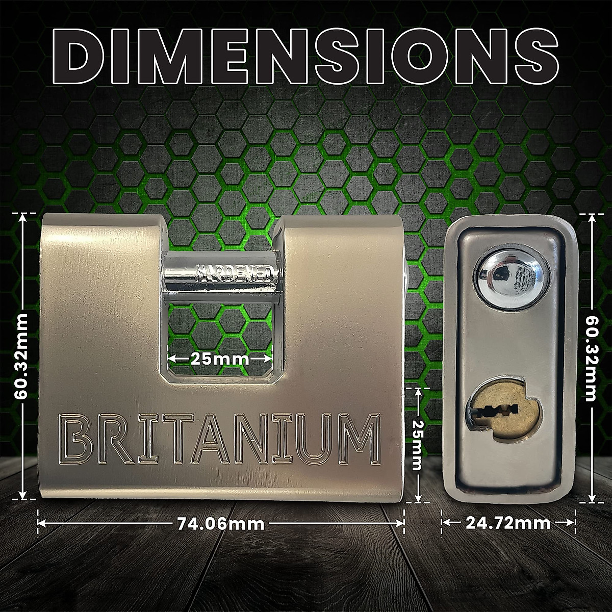 Britanium® BRP/74 [Armoured] Shipping Container Padlock - [Anti Drill Cylinder] - Heavy Duty Lock for Storage Unit, Motorbike, Shed & Garage Silver