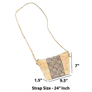 Tile Pattern Handmade Portuguese Cork Crossbody Purse for Women