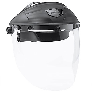 NoCry Premium Safety Face Shield for Grinding and Cutting — Anti-Fog, Clear Face Shield Mask with Adjustable Headgear - Impact Resistant Full Face Shield — ANSI Z87.1 Certified Grinding Face Shield