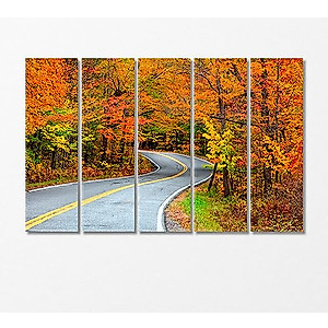 Road to Vermouth USA Autumn Landscape Canvas Print 5 Panels / 36x24 inches
