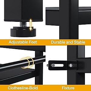 VZONE Over The Washer and Dryer Storage Shelf - All Steel Laundry Room Organizer Standing Shelf, Heavy Duty Clothes Drying Rack with Rod, Super Tough 28.74" L x 23.65" D x 70.8" H