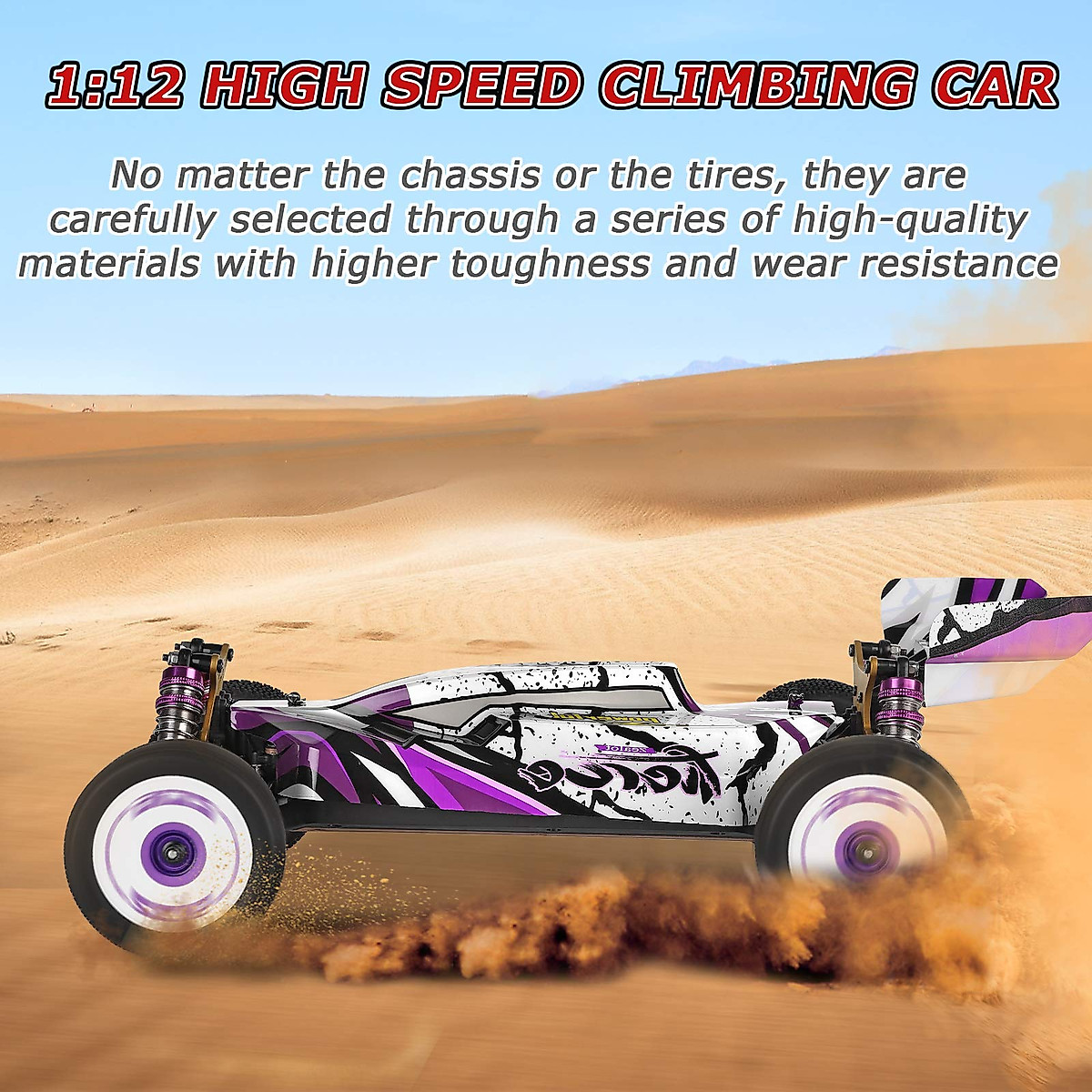 GoolRC WLtoys 124019 RC Car,1/12 Scale 2.4GHz Remote Control Car,4WD 60km/h High Speed Racing Car,Off-Road Buggy Drift Car RTR with Aluminum Alloy Chassis,Zinc Alloy Gear and 1 Battery