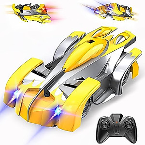 HScopter 2.4Ghz Wall Climbing Remote Control Car,RC Cars 360° Rotating Stunt Car with LED Lights Rechargeable Battery Gift Kids Toys for Boys Girls Birthday Chirstams Party Xmas