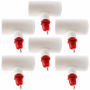 6 Pack Poultry Nipples + PVC Tee Fittings for Automatic Watering System Chicken Duck Quail