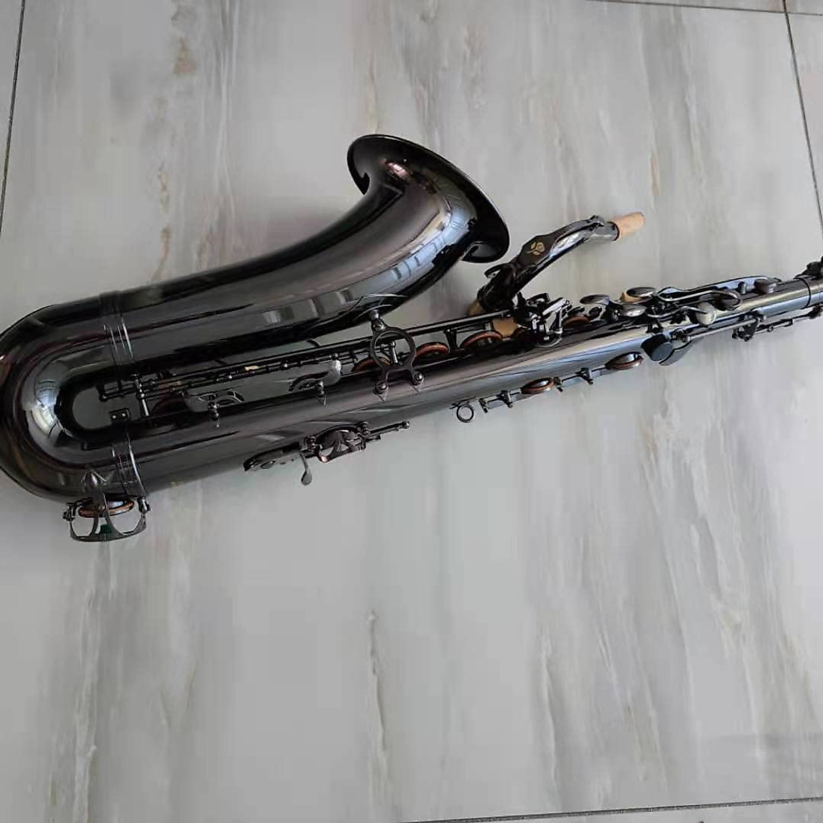 JodyBlues JTS-802 Tenor Saxophone Bb Professional Black lacquered Tenor Sax with Cleaning Cloth，Gloves, Carrying Case, Mouthpiece, Neck Straps,Reeds