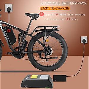 (US in Stock) SMLRO V3 Plus Dual Motors MTB with Rear Shock Absorber, 22.4AH 2000W 26" Fat Tire Electric Bike 35MPH, Mountain AWD E-Bike Suspension Electric Bicycle Ebikes for Adults (Black & Grey)