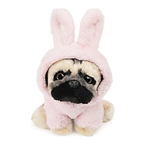 GUND Doug The Pug Fuzzy Pink Bunny Hoodie Doug Plush Stuffed Animal, Pink, 9”