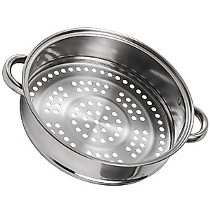 ZENFUN Steamer for Cooking, Steamer Pot with Steamer Insert, 2 Tier Stack and Steam Pot Set with Glass Lid, Stainless Steel Steamer Pot Double Handle, 11 Inch（Thickened）