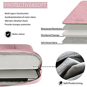 Ferkurn Laptop Bag Case Women Men Computer Sleeve with Shoulder for HP Envy Pavilion/Inspiron/Thinkpad/ASUS TUF Vivobook/MSI/MacBook/Surface,Waterproof Briefcase with Handle, Pink, 15 15.6 Inch