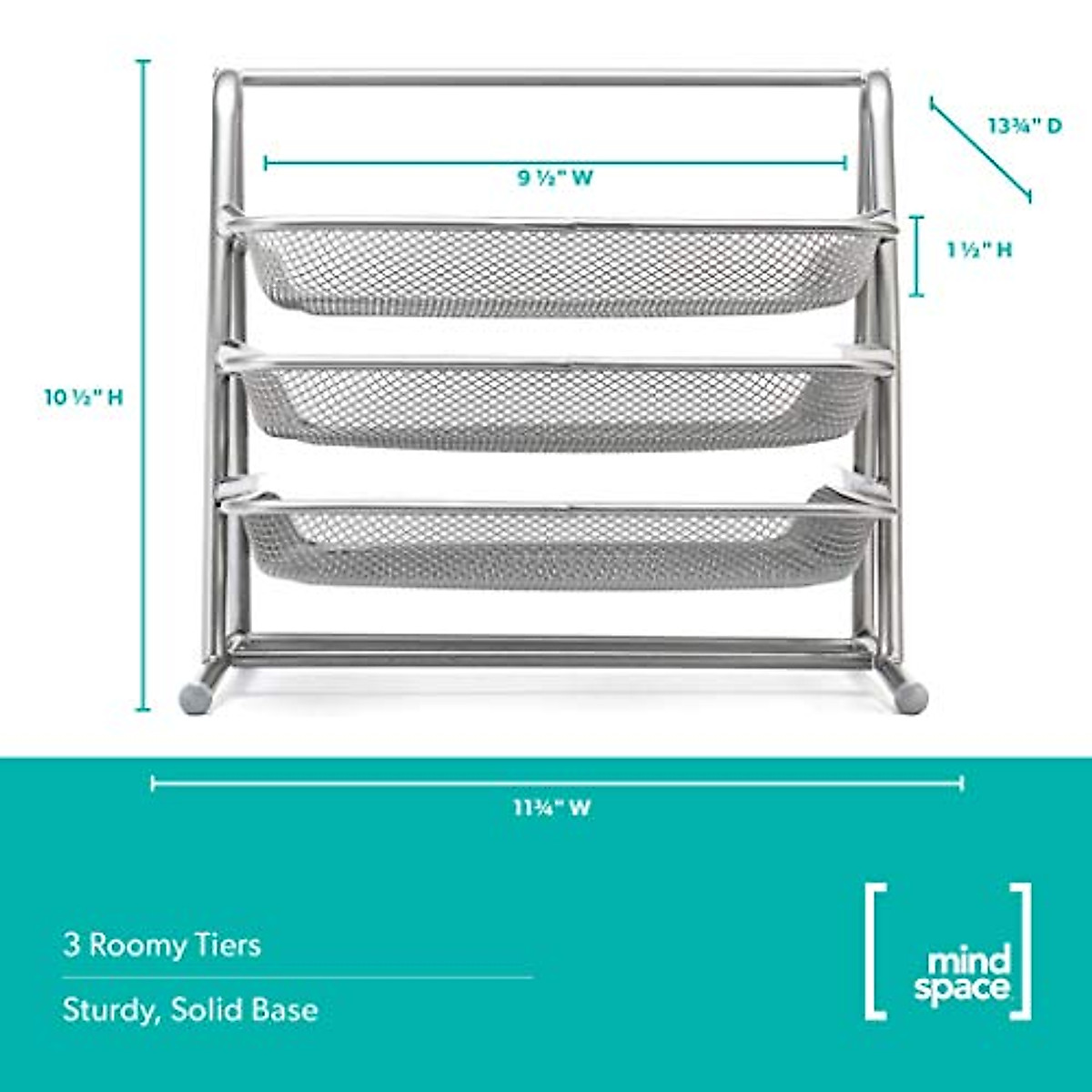 Mindspace Desk Organizer Paper Tray with 3 Tier Desktop File Organizer | Office Organizer & Stacking File Holder, Document Organization for Desk | The Mesh Collection, Silver