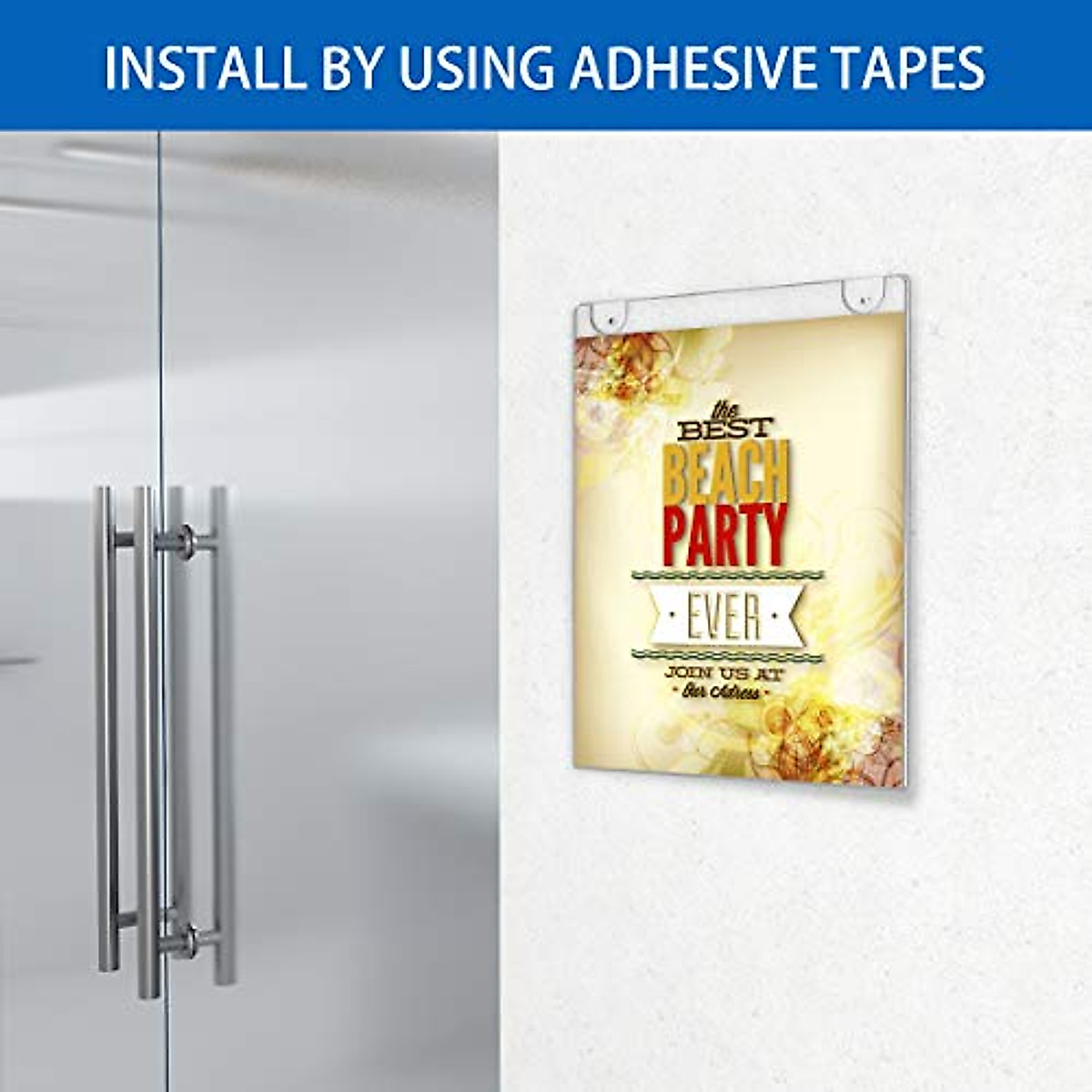 HIIMIEI 12 Pack Acrylic Wall Sign Holder 8.5x11 Vertical, Clear Plastic Picture Frames for Paper with Free 3M Tape and Screws, Door Sign Holder Perfect for Home, Office, Store, Restaurant