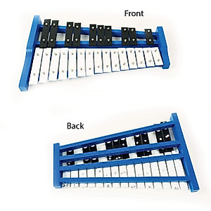 Professional Blue Wooden Soprano Glockenspiel Xylophone with 25 Metal Keys - Musical Instrument for Adults & Kids - Includes 2 Plastic Beaters/Mallets
