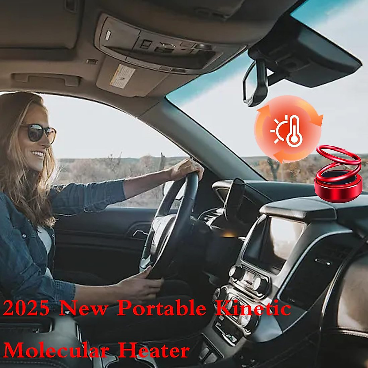2025 New Portable Kinetic Molecular Heater, Solar Rotating Double Ring Suspension Car Aromatherapy Ornament, Portable Kinetics Heater For Car Kinetics Molecular (4Pcs)