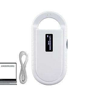 AHANIN Microchip Scanner Rechargeable Handheld Pet Scanner Microchip Reader Supports ISO11784/ISO11785,FDXB,ID64 Microchip for Dogs/Cats/Animal