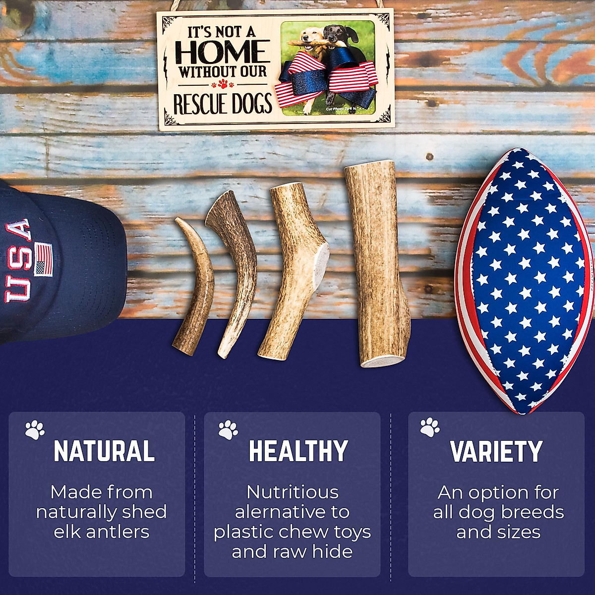 Devil Dog Pet Co. Elk Antlers for Dogs, 1 Pack, Monster 9”+, Grade A Long Lasting Dog Bones for Aggressive Chewers, Premium USA Naturally Shed Antler Dog Chew – Healthy, No Odor, Dog Antler Chews