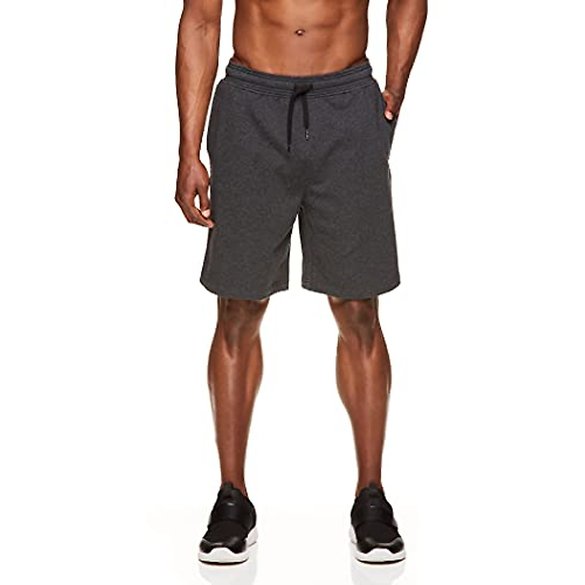 Gaiam Men's French Terry Yoga Shorts - Athletic Gym and Running Sweat Short with Pockets - Savasana Black Heather, X-Large