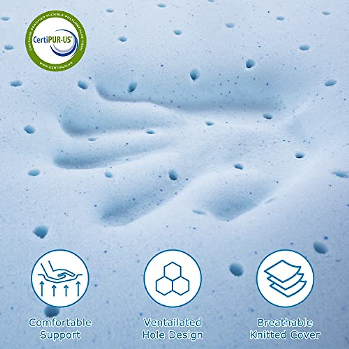 Sleepmax 3 Inch Firm Mattress Topper Full - Gel Infused Memory Foam Mattress Topper Pad Full Size, Firm Bed Topper with Removable Cover