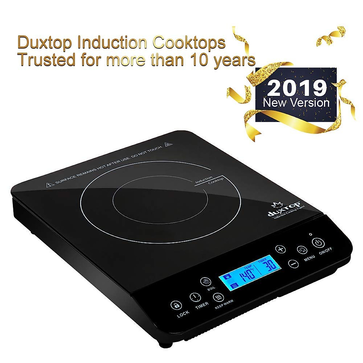 Duxtop Portable Induction Cooktop, Countertop Burner Induction Hot Plate & Professional Stainless Steel Cooking Pot, 5.7-Quart Stock Pot with Glass Lid, Impact-bonded Technology