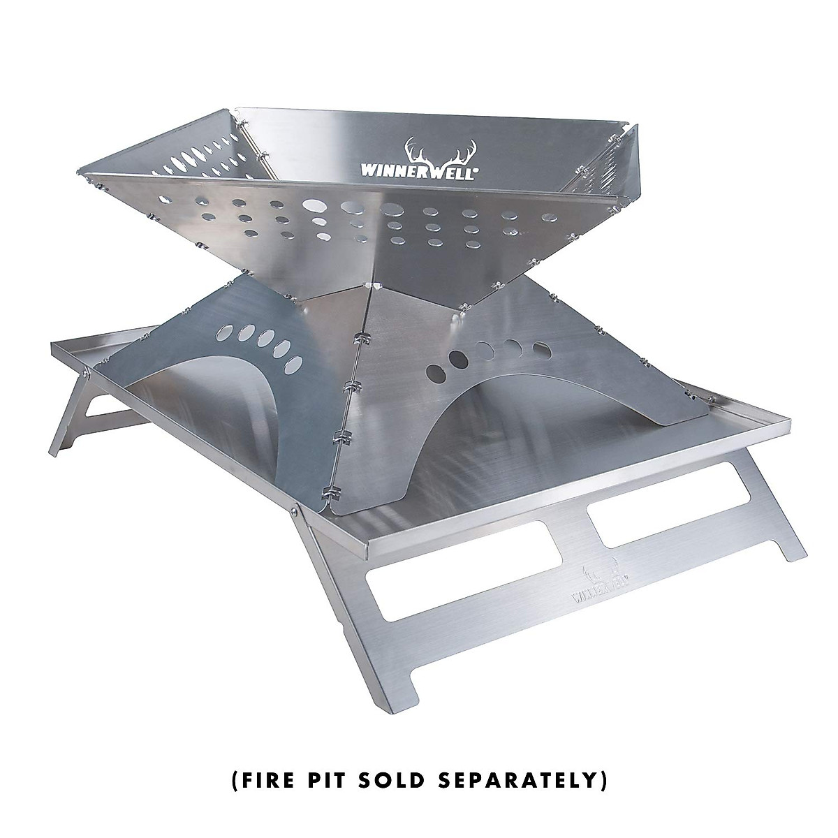 Winnerwell Accessory Table for Flatfold Fire Pit - XL | Portable Stainless Steel Accessory Table for Fire Pan and Camping