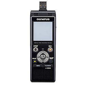Olympus WS-853 black voice recorder with true stereo mic, 8GB, 110 hours battery life, voice balance, direct USB connection, with MP3 file format.