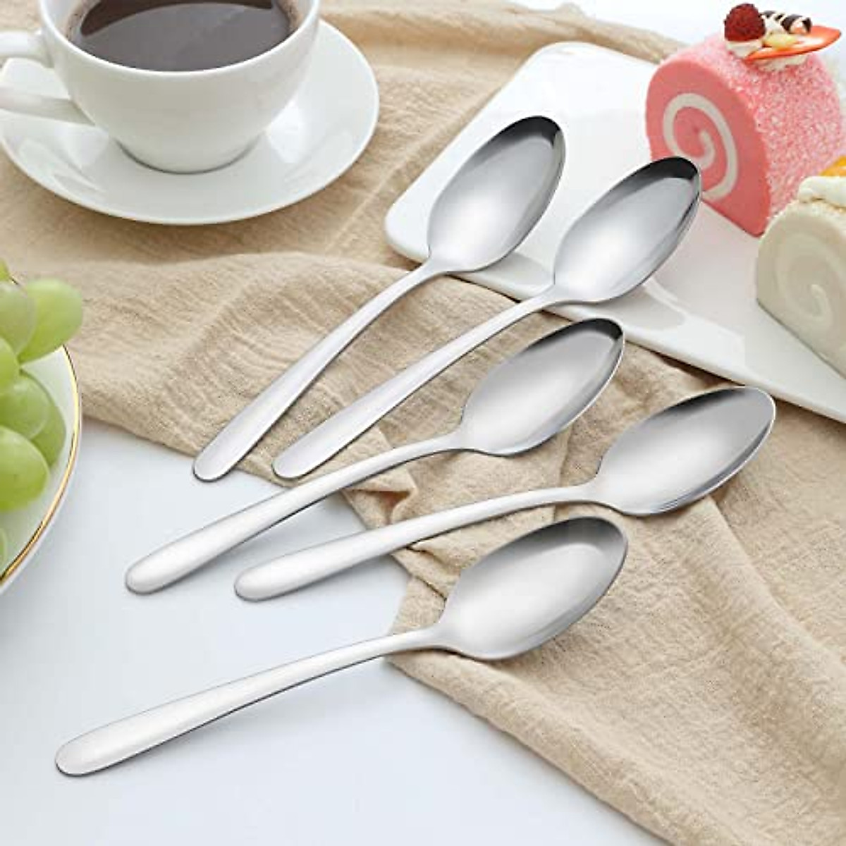 Gymdin 36 Pieces Teaspoons Set, 6.2 Inches Spoons Set, Stainless Steel Teaspoons Silverware, Small Spoons, Mirror Polished & Dishwasher Safe, Tea Spoons Suitable for Home, Kitchen and Restaurant