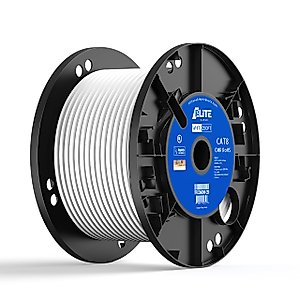Elite 250ft. Cat8 Shielded Riser (CMR), 40Gb, 2000MHz, S/FTP 22AWG, Solid Bare Copper, UL Listed, ETL Listed, PoE++ (White, 250ft.)