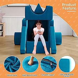 DEYGIA Modular Kids Play Couch, 13PCS, Kids Couch for Playroom, Modular for Boys and Girls, Blue, M