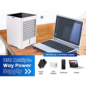 Off Paper Personal Air Conditioner Mini AC, 3 Speeds 450ML Water Tank Room Evaporative Air Cooler Cooling Fan with Timer, Aromatherapy Notch, Spray Function, Portable AC Units for Rooms and Office