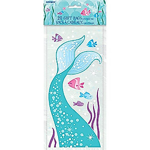 Unique Mermaid Party Cellophane Bags, 11" x 5" 20 Pcs, Clear