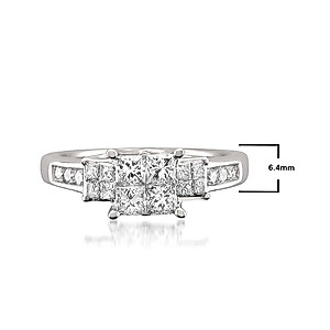 Beyond Brilliance 1.00 Carat Invisible Set Princess & Round Cut Natural Diamond Engagement Ring (H-I, I1-I2) for Women | Fine Jewelry for Her | Gift Box Included