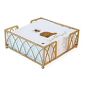 Boston International Arch Design Lunch Napkin Holder Caddy, 6.75 x 6.75-Inches, Gold Leaf